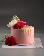 Single Tier 25th Anniversary Cake | Floral Cake | Creme Castle