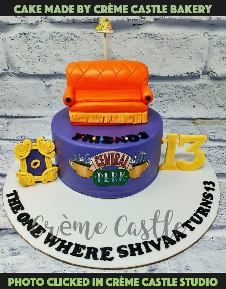 Friends Sofa Cake. TV Series theme cake. Noida & Gurgaon – Creme Castle