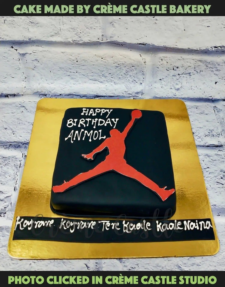 A NBA theme cake with classic NBA logo on top in red color – Creme Castle