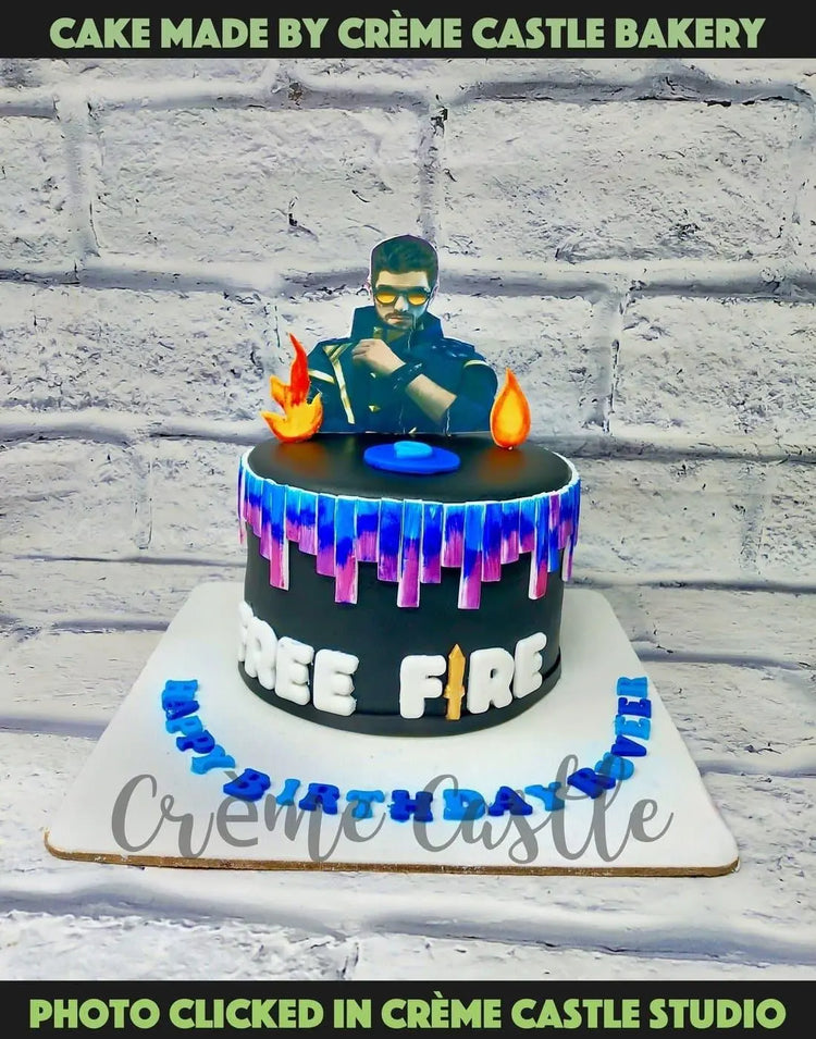 Free Fire Theme Cake. DJ Alok Theme Cake. Noida & Gurgaon – Creme Castle