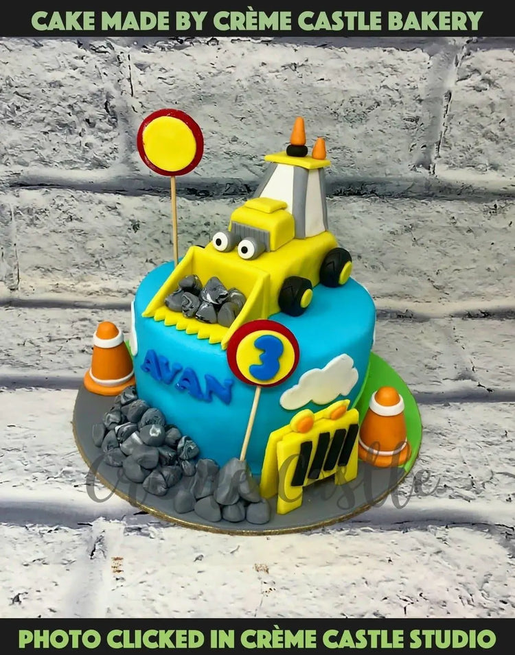 Construction Crane Theme Cake. Noida & Gurgaon – Creme Castle