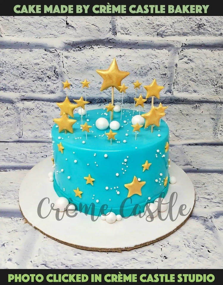 Blue Gold Star Cake – Creme Castle
