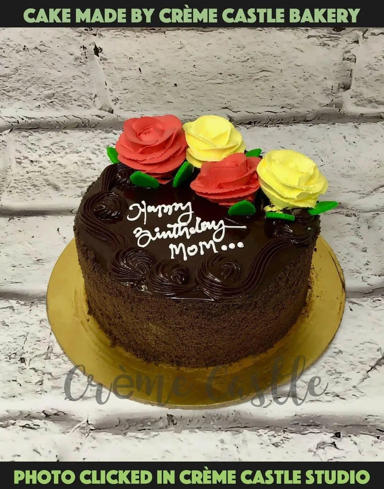 Cream Rose Design Cake – Creme Castle